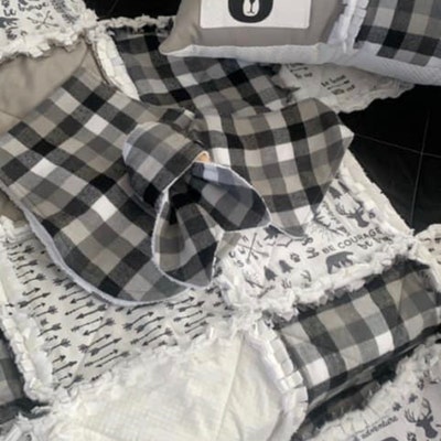 Baby Rag Quilt, Woodland Quilt, Plaid Rag Quilt, Bear Cub Theme Quilt ...