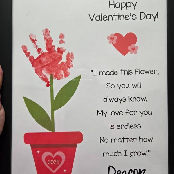 Valentine Handprint Craft for Kids, Flower Poem, Fun Valentine Activity ...