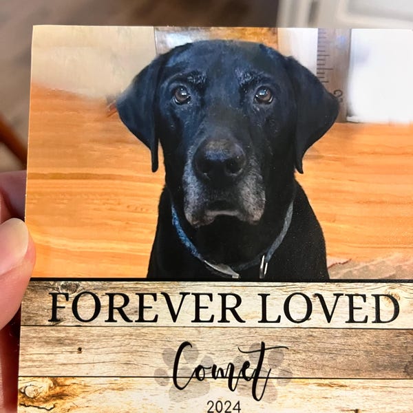 Personalized Pet Memorial Printed 4 or 6 Wood Photo Block Dog Loss Gift ...