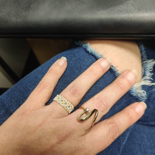 Guitar String Ring or Midi Ring, Gold or Silver Double Braid, 0.030 ...