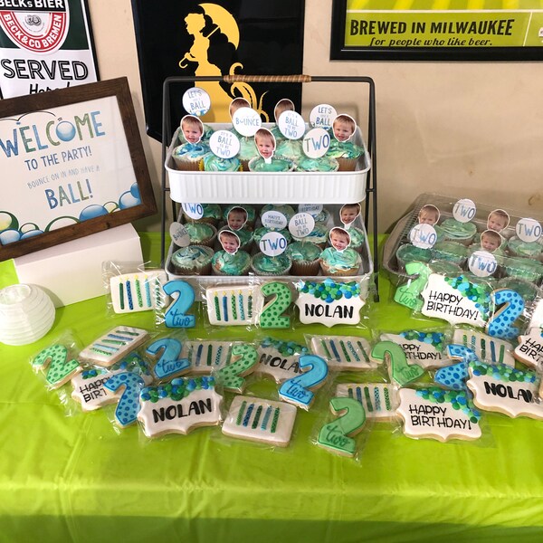 PRINTABLE Green & Blue Ball Party Welcome Sign (8 X 10), Let's Have a ...