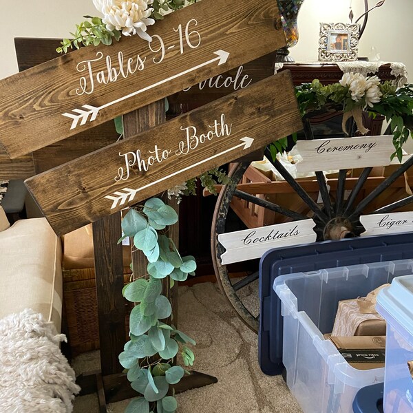 Wedding Directional Signs, Wood Wedding Signs With Stake, Rustic ...