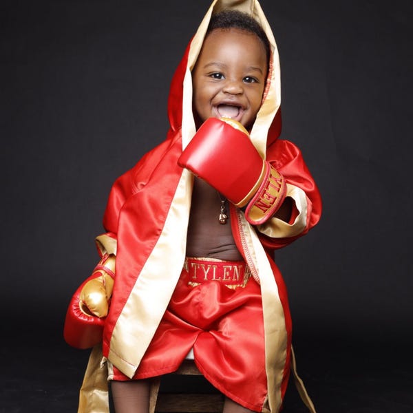 Newborn Knockout Boxing Set: Prop Baby Boxing Ring Personalized Robe ...