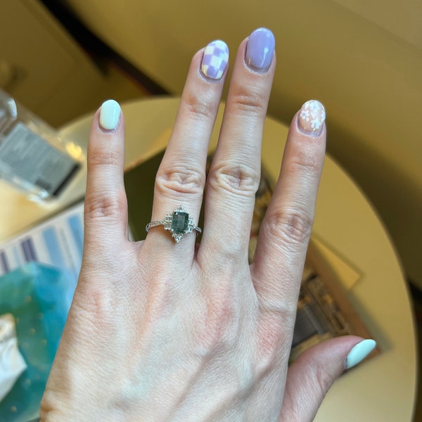 Sea Vintage Green Moss Agate Ring Sterling Silver Ring Natural Agate ...