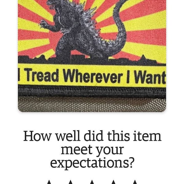 Godzilla I Tread Wherever I Want Funny Morale Patch- Hook and Loop 2x3 ...