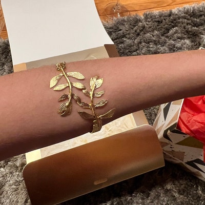 Greek Athena Bracelet, Lower Leaf Arm Cuff, Grecian Leaf Bracelet, Gold ...