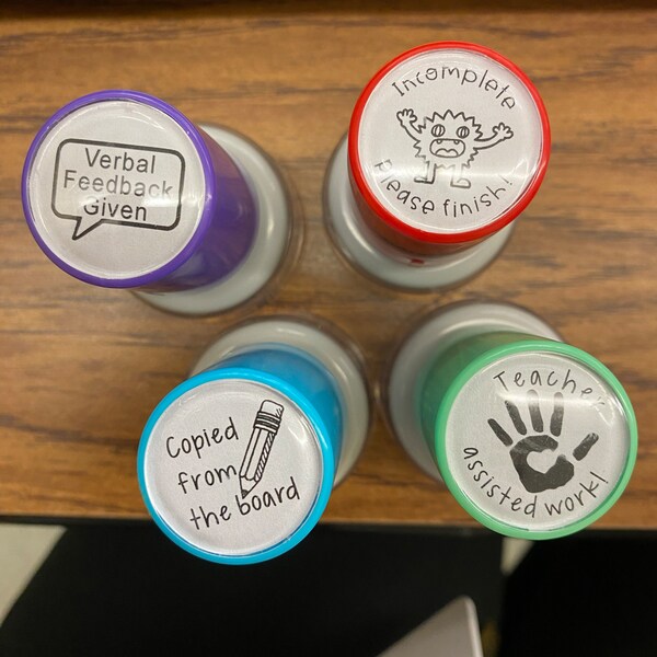 4pcs/pack Teacher Stamps, Student Feedback Stamp, Teacher Assisted ...