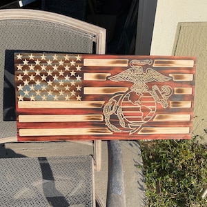 Rustic American Marine EGA Seal Flag Custom 12x23 Made From | Etsy
