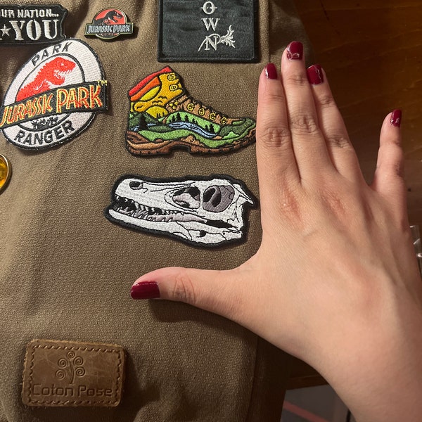 Velociraptor Embroidery Patch Dinosaur Skull Patches Iron on Embroidered - Etsy