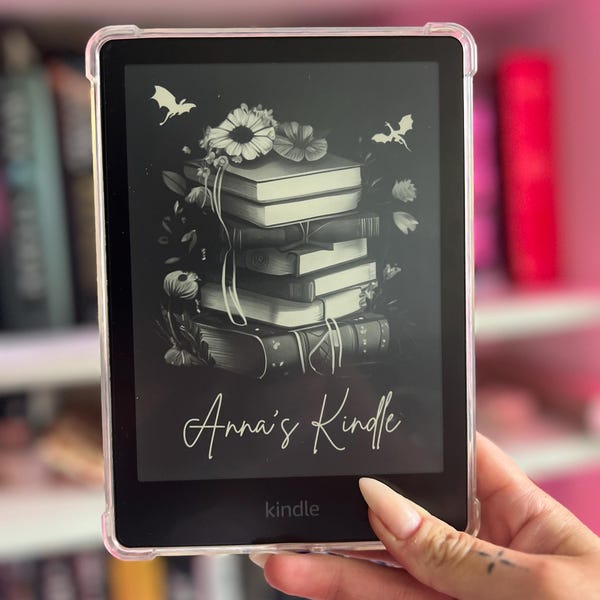 Custom Kindle Lock Screen, Book Stack Romantasy Kindle Screen Saver ...