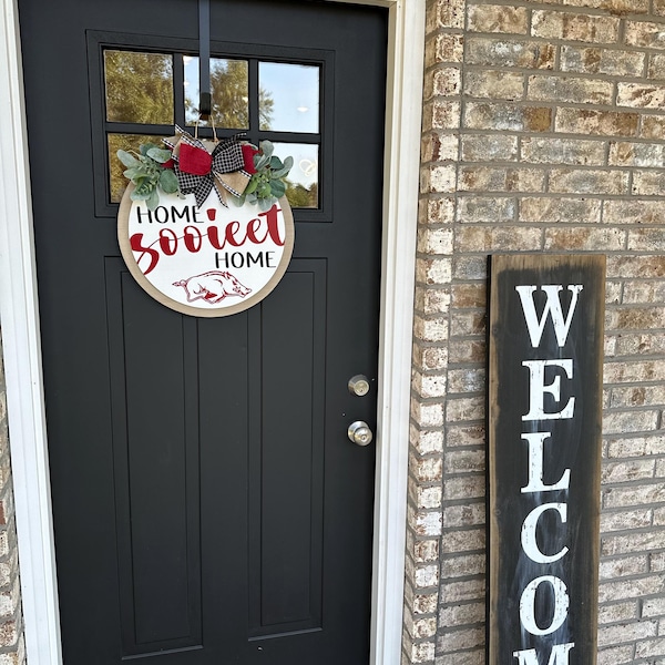 Arkansas Razorbacks Front Door Decor | Razorbacks Sign | UARK Wreath ...