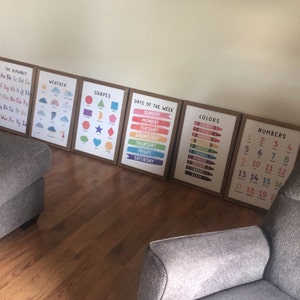 Rainbow Alphabet Numbers Colors Poster Nursery Alphabet | Etsy