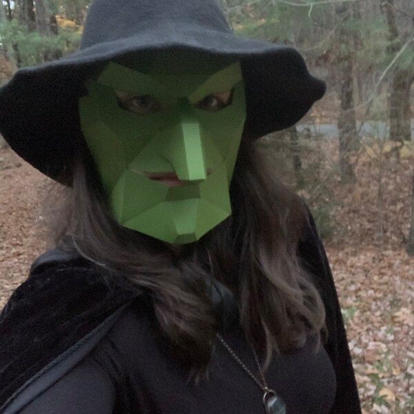Witch Papercraft Mask Template, 3D Low Poly Paper Mask, Unique ...
