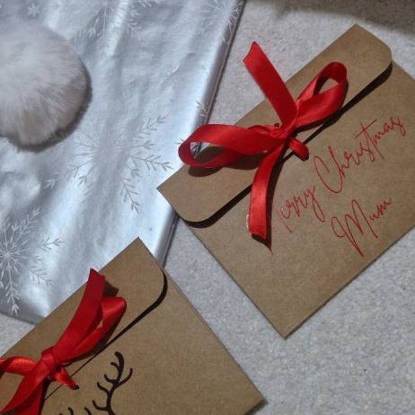 Personalised Reindeer Kraft Brown Money/voucher Gift Envelope With ...