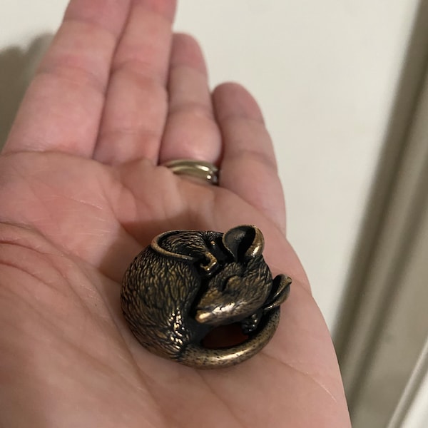 Bronze Miniature Sleeping Mouse Brass Animal Sculpture Mouse ...