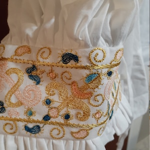 Ladies' Elizabethan Embroidered White Linen Partlet Blouse - Etsy