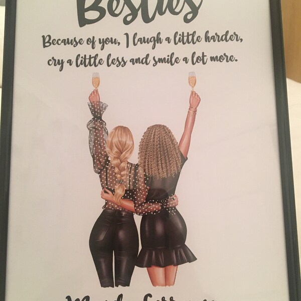 Bestie Personalised Print, Best Friend Customised Gift, Friendship ...