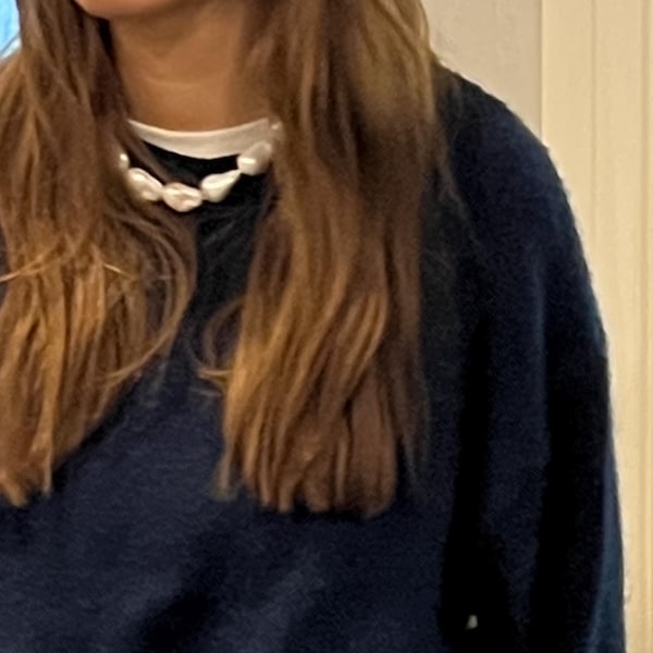 Half Pearl Half Silver Necklace, Half Pearl Half Chain Necklace, Pearl ...