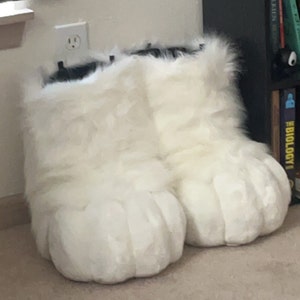 White Cat Furrysuit Cosplay Paws With Claws, Wolf Furry Fluffy Paws ...