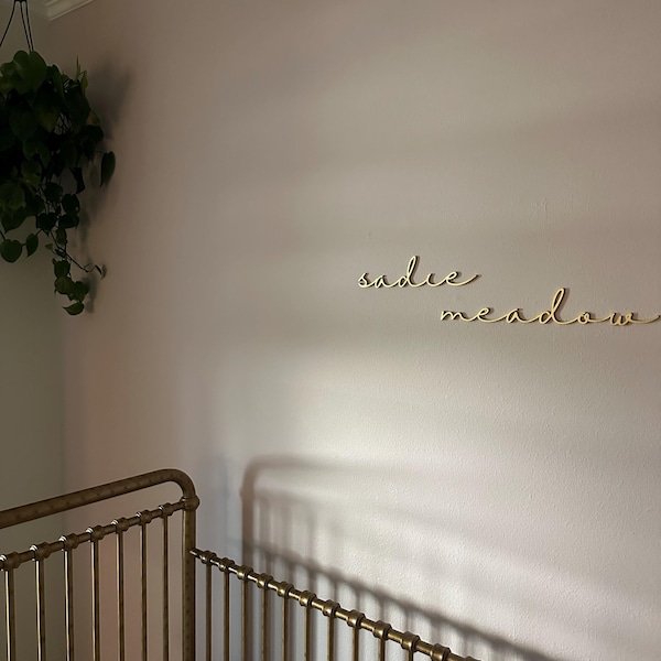 Wood Script Nursery Baby Room Name Laser Cut Sign Cursive First and ...