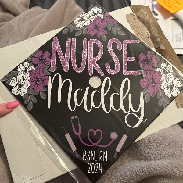Custom "cherry Blossom Bsn" Graduation Cap Topper, Nursing Graduation ...