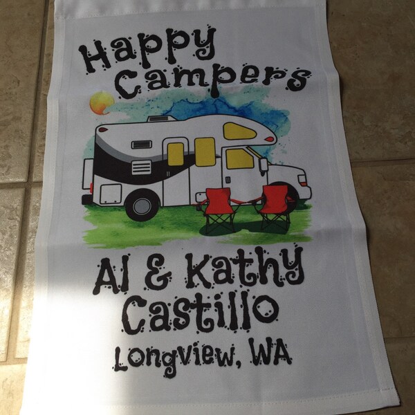 Happy Campers Personalized Class C Motorhome Garden Flag, Camp Banner ...