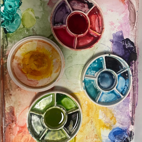 Travel Painting Palette | 6-well Circular | Watercolour | Acrylic ...