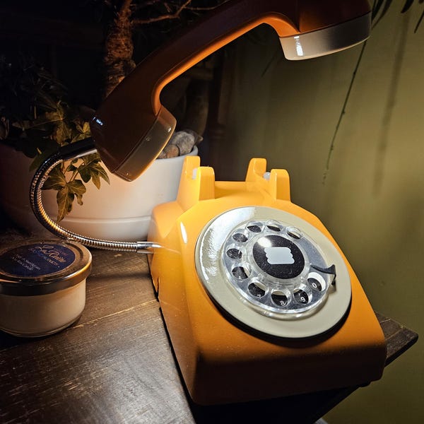 Upcycled Rotary Phone Lamp: Vintage Orange Desk Light, Retro Decor ...