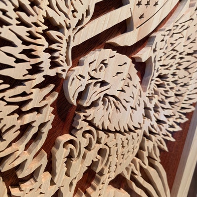111-eagle-flag Scroll Saw Pattern pdf, Jpg, Dxf, Svg, Eps - Etsy