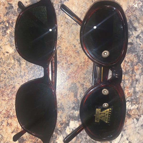 Vintage 90s Mod Red Tortoise Shell Oval Sunglasses Authentic Deadstock ...