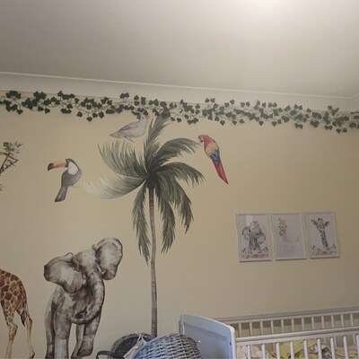 Watercolour Jungle Scene Wall Sticker Pack, Jungle Wall Stickers ...