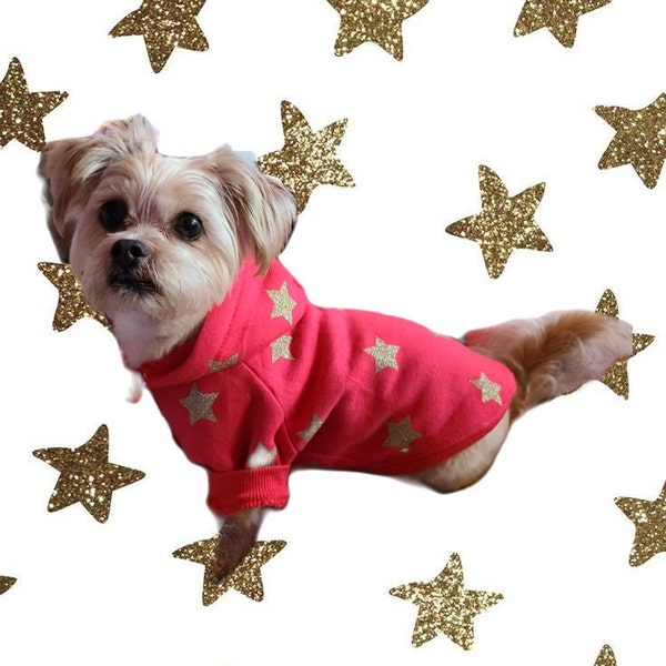 Red Dog Hoodie || Star Dog Hoodie || Dog Sweater || Warm Dog Clothes ...