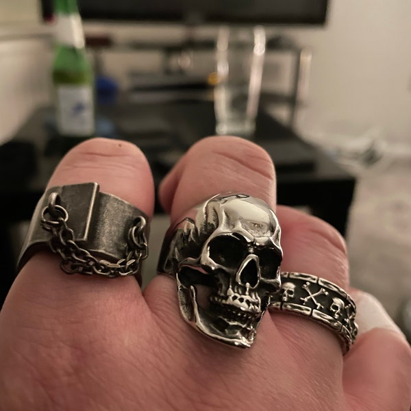 Chain Link Ring Punk Chain Ring Thick Band Ring Large Statement Ring ...