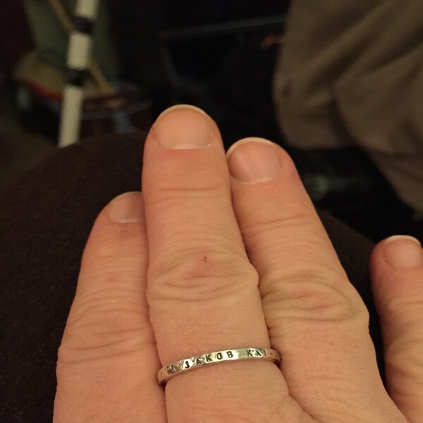 14k Gold Personalized Hand Stamped Name Rings With Date, Baby Name ...