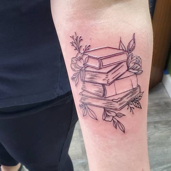 Book Lover Tattoo Concept, Booktok, Tattoo Design, Fine Line, Editable ...