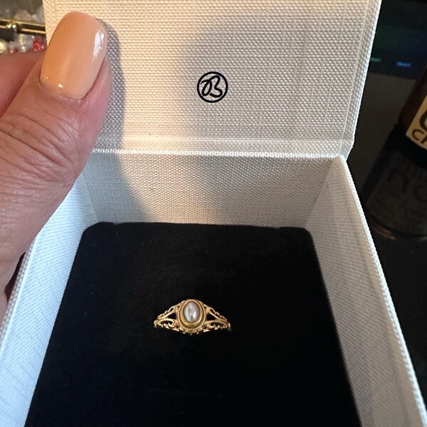 18K Gold Victorian Pearl Ring, Vintage Pearl Ping, Statement Ring ...