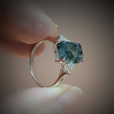 Emerald Cut Lab Created Ruby Engagement Ring for Women, Wedding Ring ...