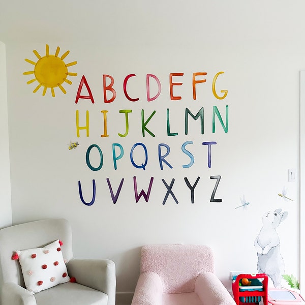 Rainbow Uppercase Letters - Fabric Wall Decal - Color Story - Mej Mej ...