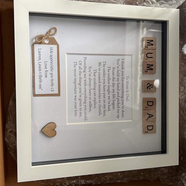 Mum & Dad Poem Frame. Mum and Dad Gift. Parents Frame. - Etsy UK