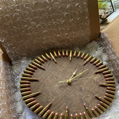 Original Dark Walnut Stained Bullet Clock. Perfect Veteran Gift or for ...