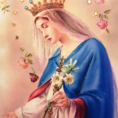 Mother Mary With Roses Card - Etsy