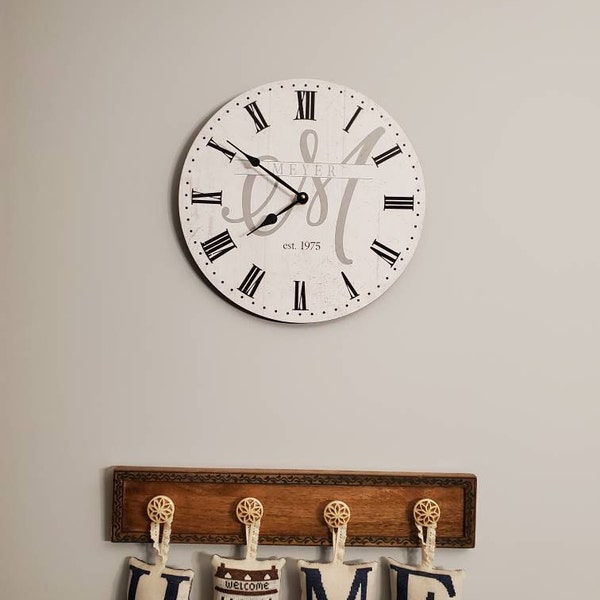 Monogram Clock- Personalized Monogram Clock- White Monogram Clock - Etsy