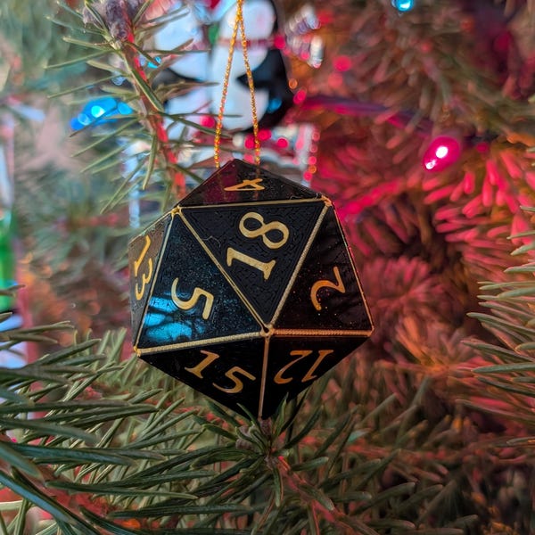 D20 Ornament [pick Your Colors, 2" Holographic] - Hanging Dnd Charm ...