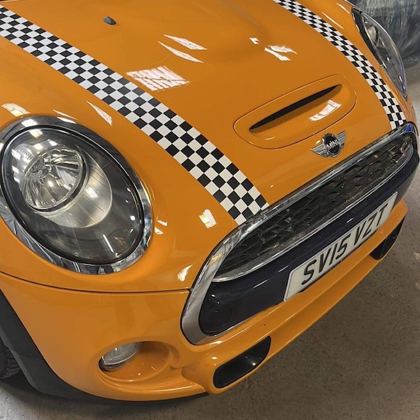 Mini Cooper Bonnet Check Stripes, Stripes for Hood, Racing Decoration ...