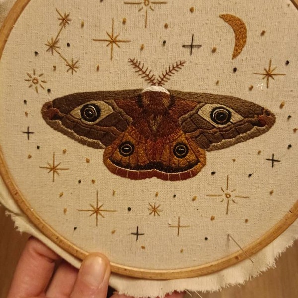 Magical Moth Friend: Hand Embroidery Pattern. Thread Painting Tutorial ...