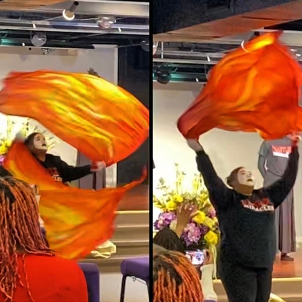 Holy Fire - Artisan Silk Hand Painted Praise and Worship Flag and ...