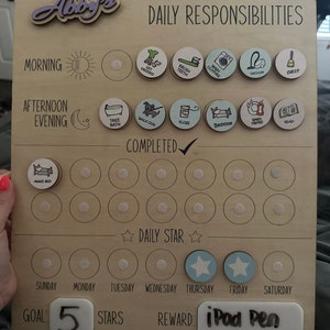 Daily Responsibilities Board Chore Chart for Kids, Daily Routine ...