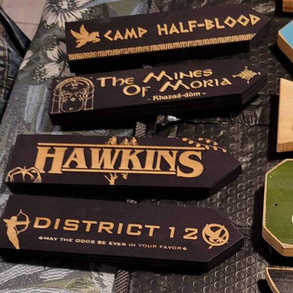 Personalized Standing Wood Arrow Signpost, Laser Engraved, Fantasy ...