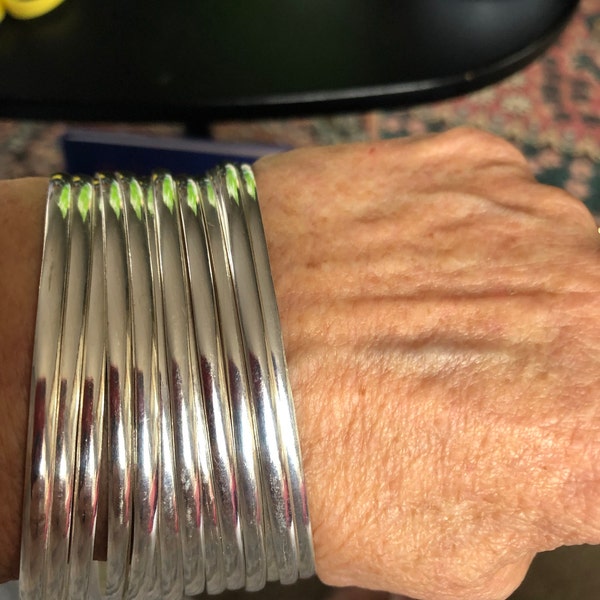Beautiful Silver Bangles!handmade 925 Sterling Silver Bangle Set!simple ...