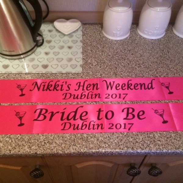Personalised Hen Party Sash / Birthday Sashes / Hen Night Do Accessory ...